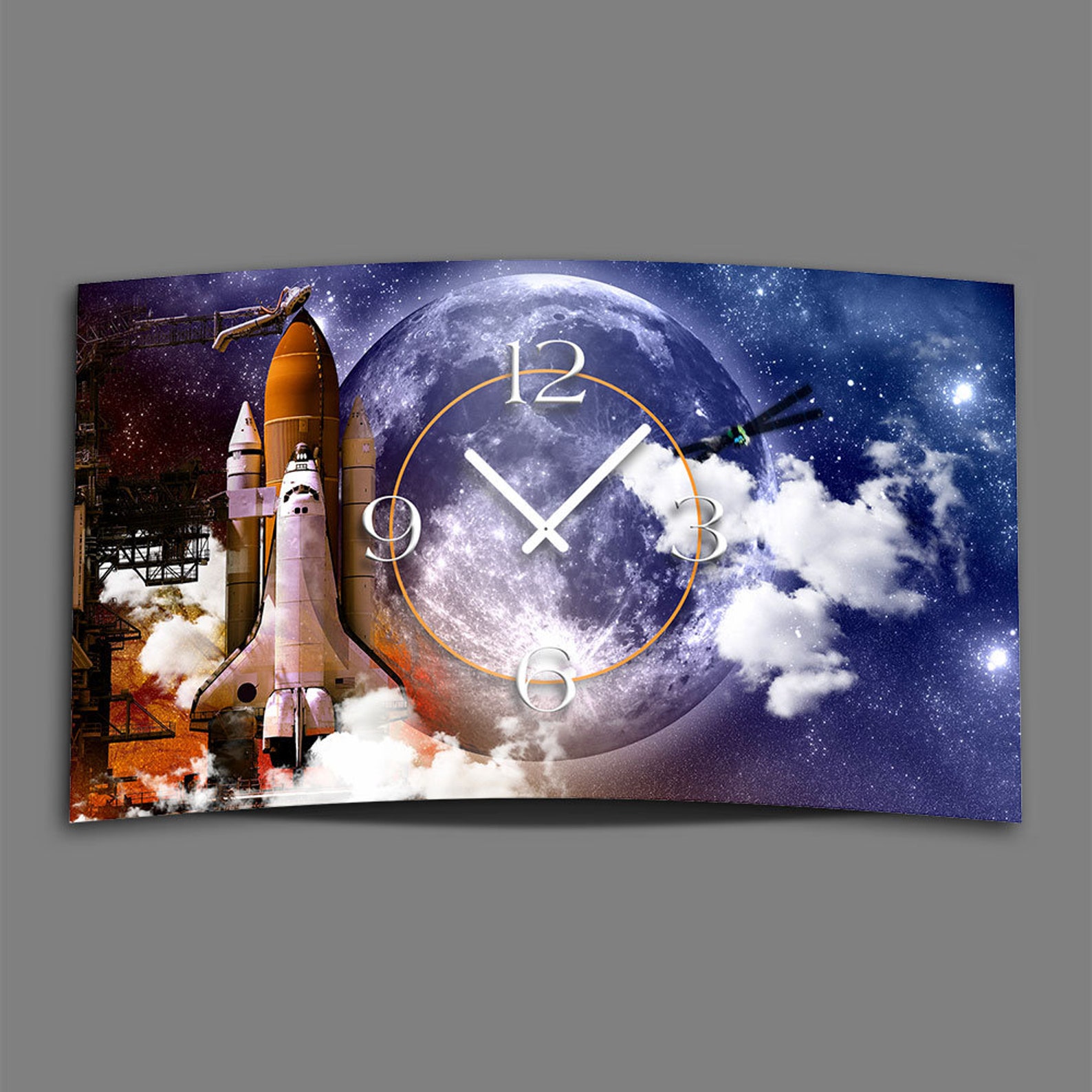 Space Rocket Universe Designer Wall Clock Modern Wall Clocks Design ...