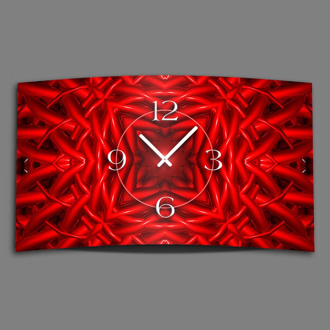 Abstract Red Designer Wall Clock Modern Wall Clocks Design Quiet No ...