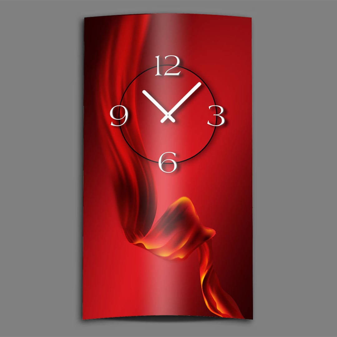 Abstract Silk Red Upright Designer Wall Clock Modern Wall Clock Design ...