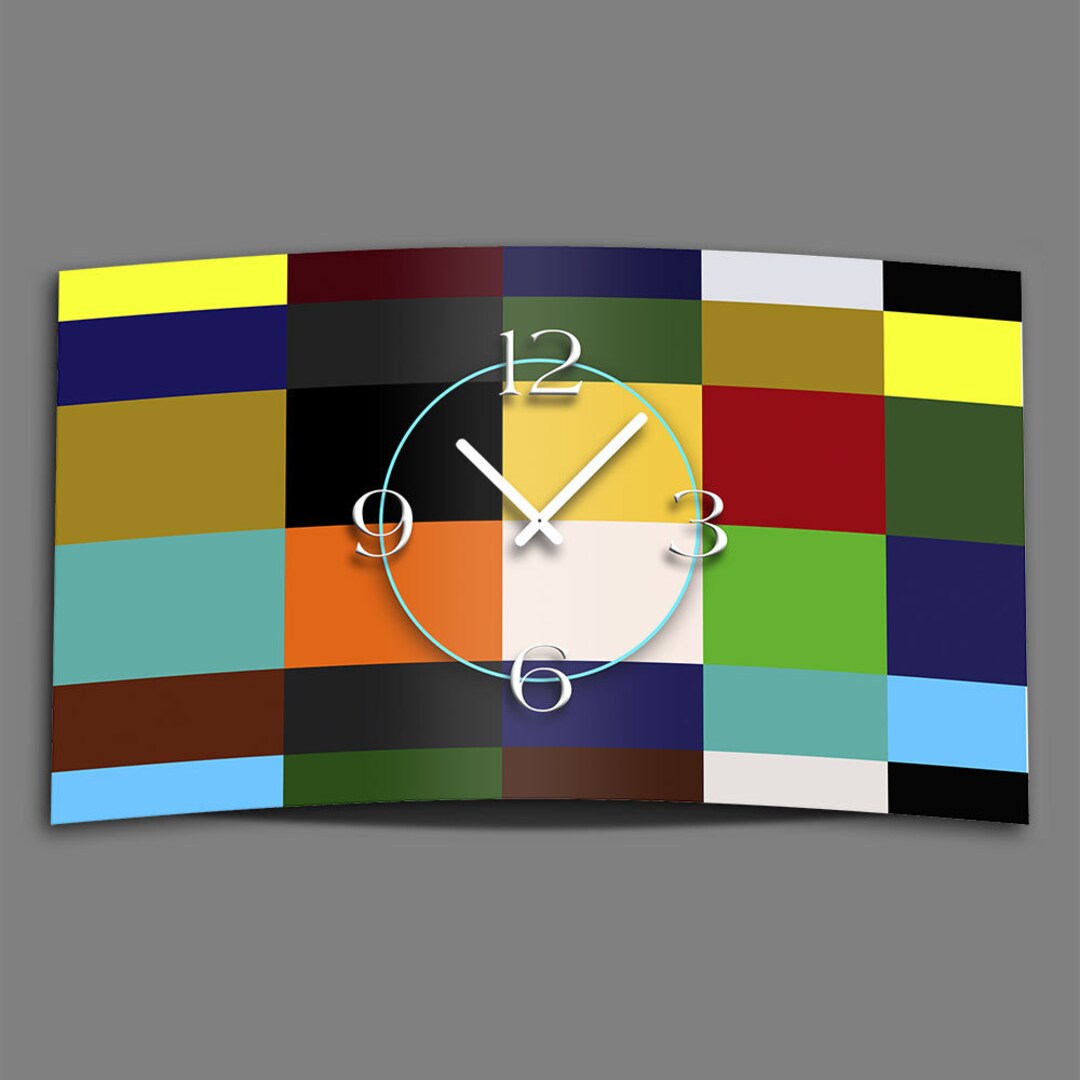 Digital Designer Art Tiles Colorful Designer Wall Clock Modern - Etsy