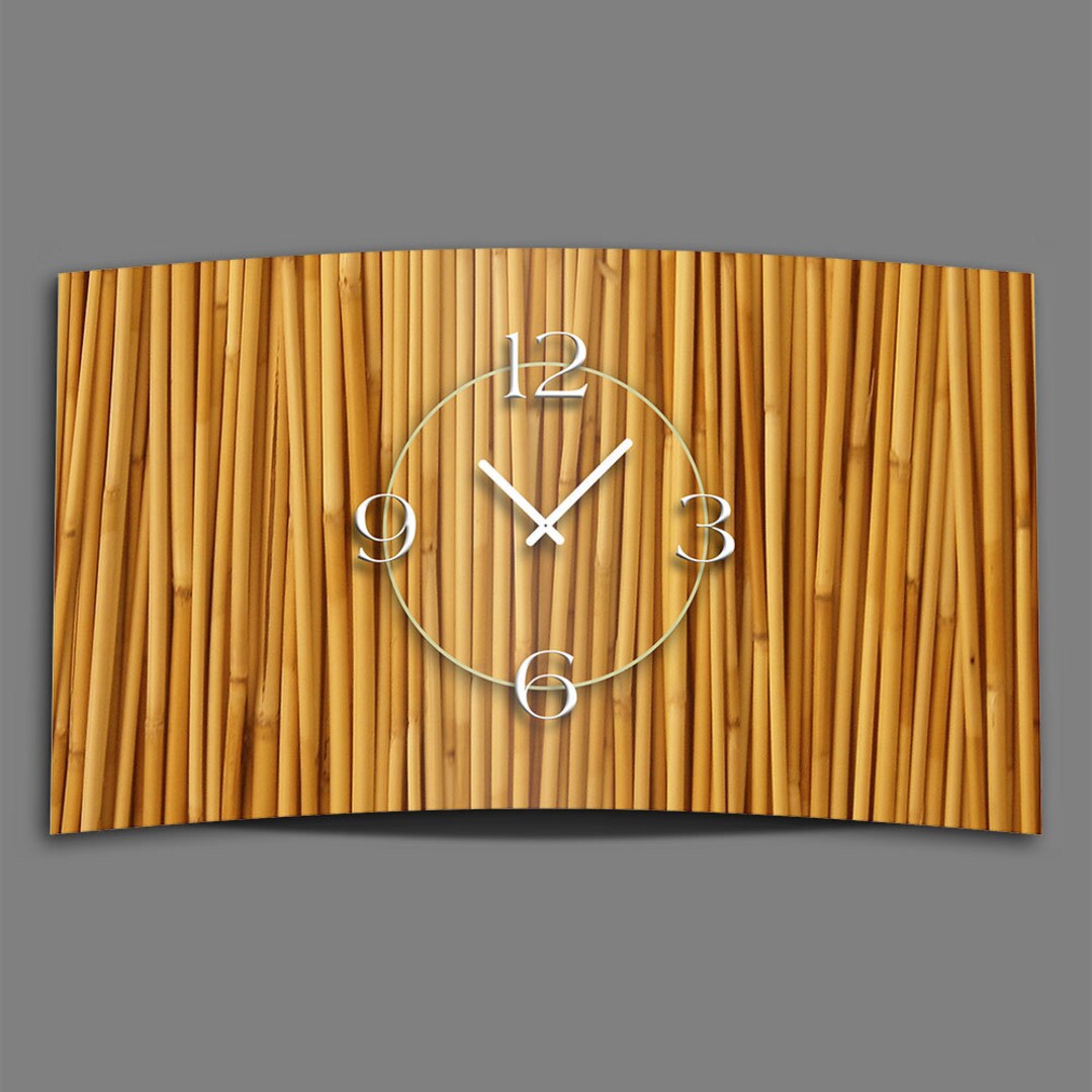 Motif Bamboo Nature Designer Wall Clock Modern Wall Clock Design Quiet ...