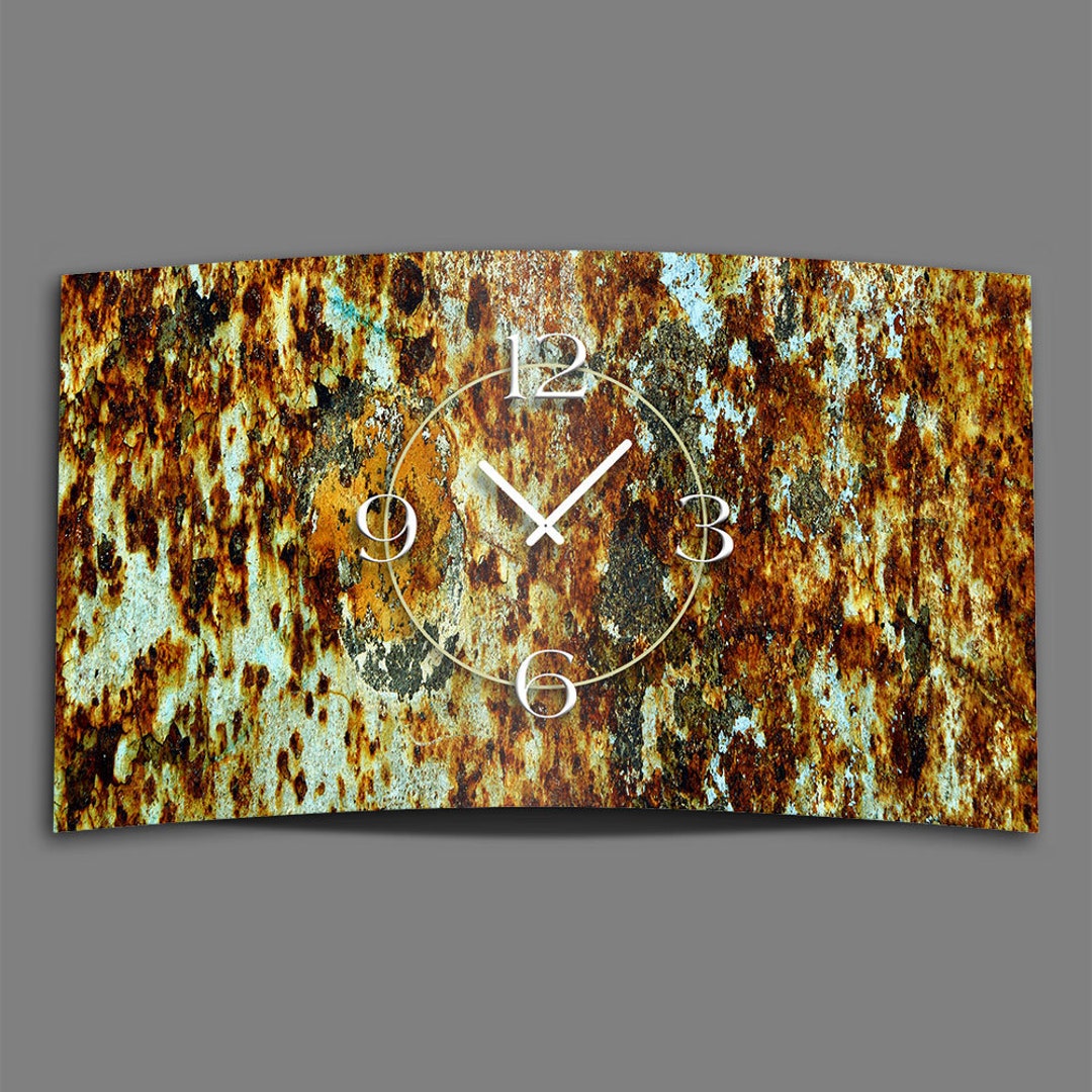 Grunge Rust Vintage Designer Wall Clock Modern Wall Clock Design Quiet ...