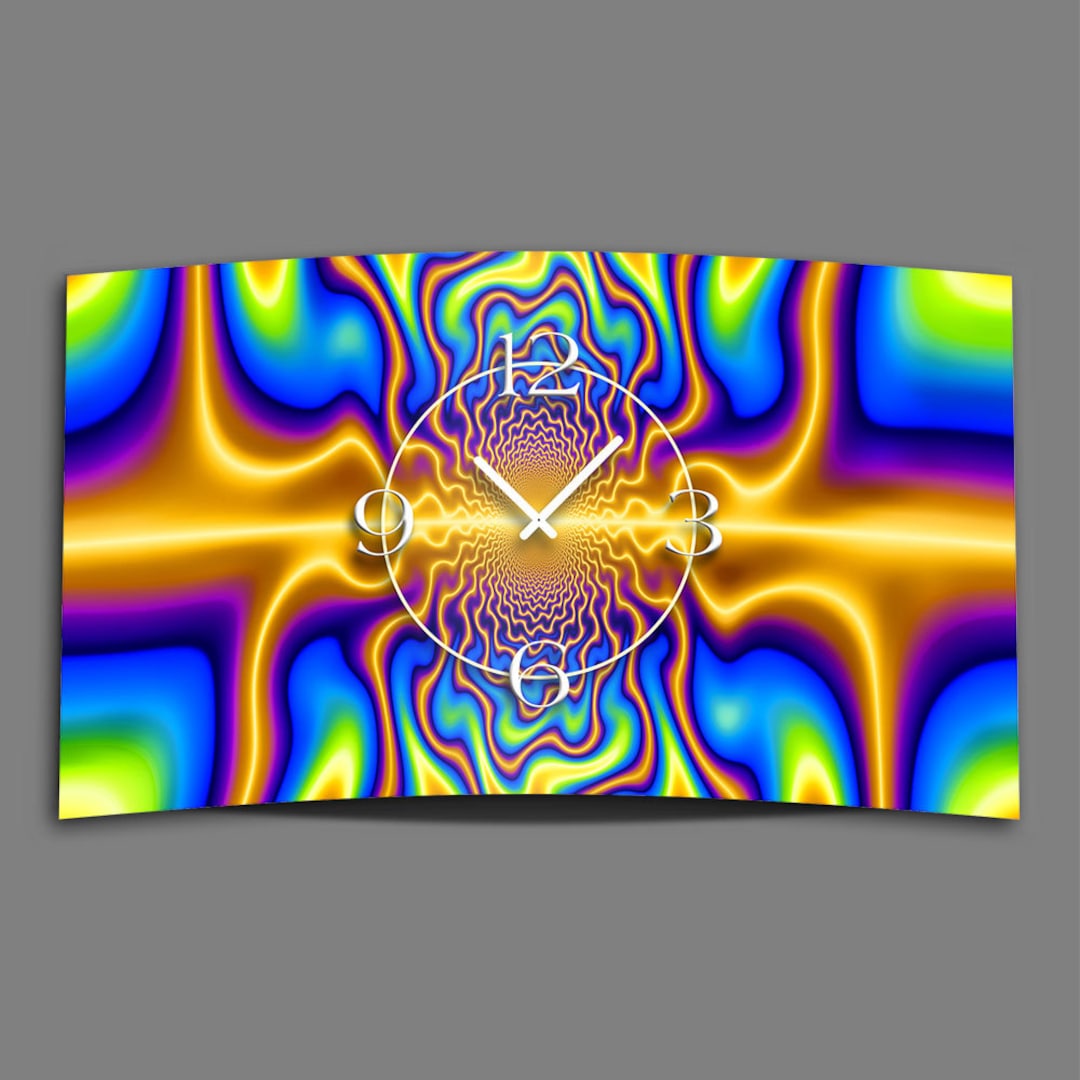Reloj de pared de diseño psicodélico Techno, diseño moderno de reloj de ...