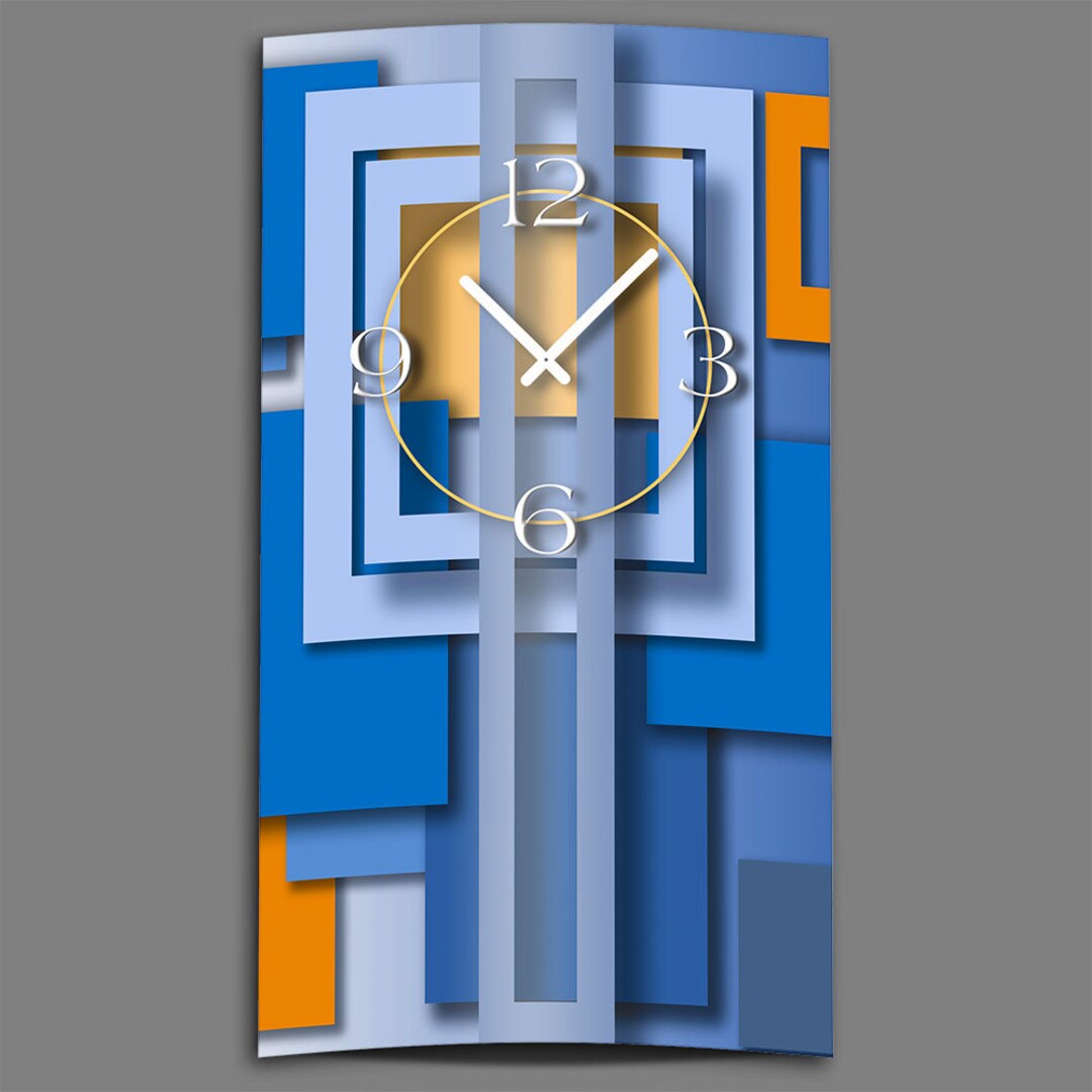 Abstract Blue Upright Designer Wall Clock Modern Wall Clock Design ...