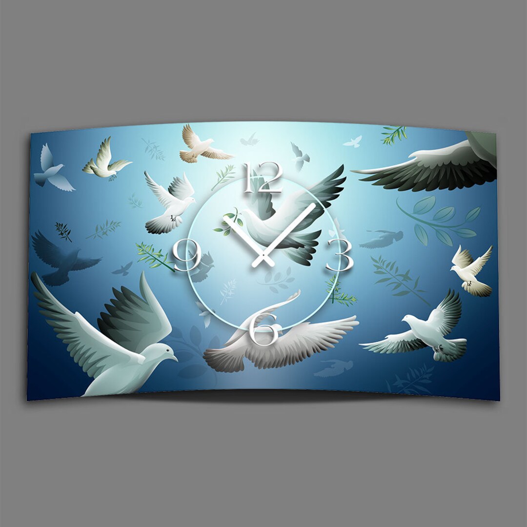 Doves of Peace Designer Wall Clock Modern Wall Clock Design Quiet No ...