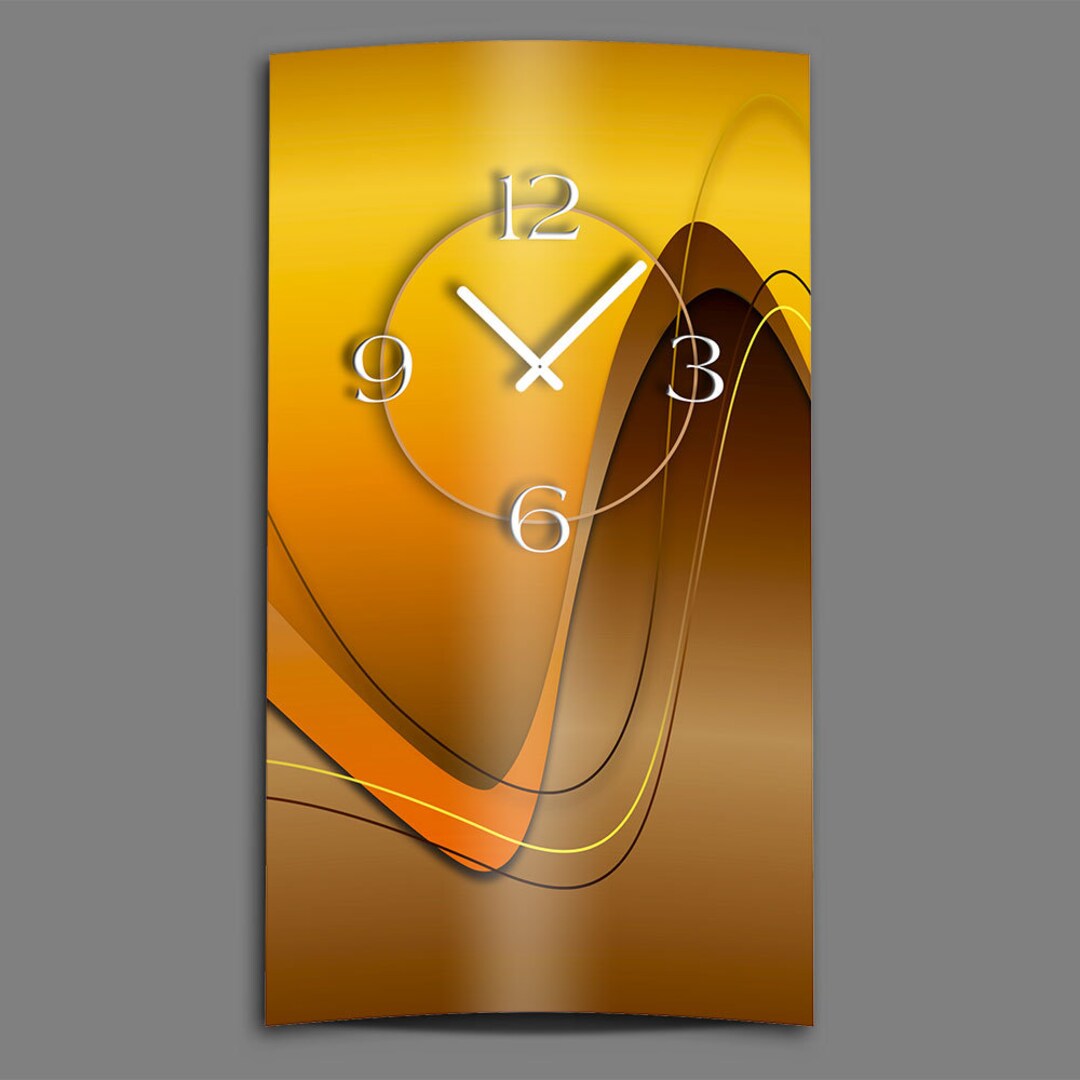 Abstract Caramel Brown Upright Designer Wall Clock Modern Wall Clock ...