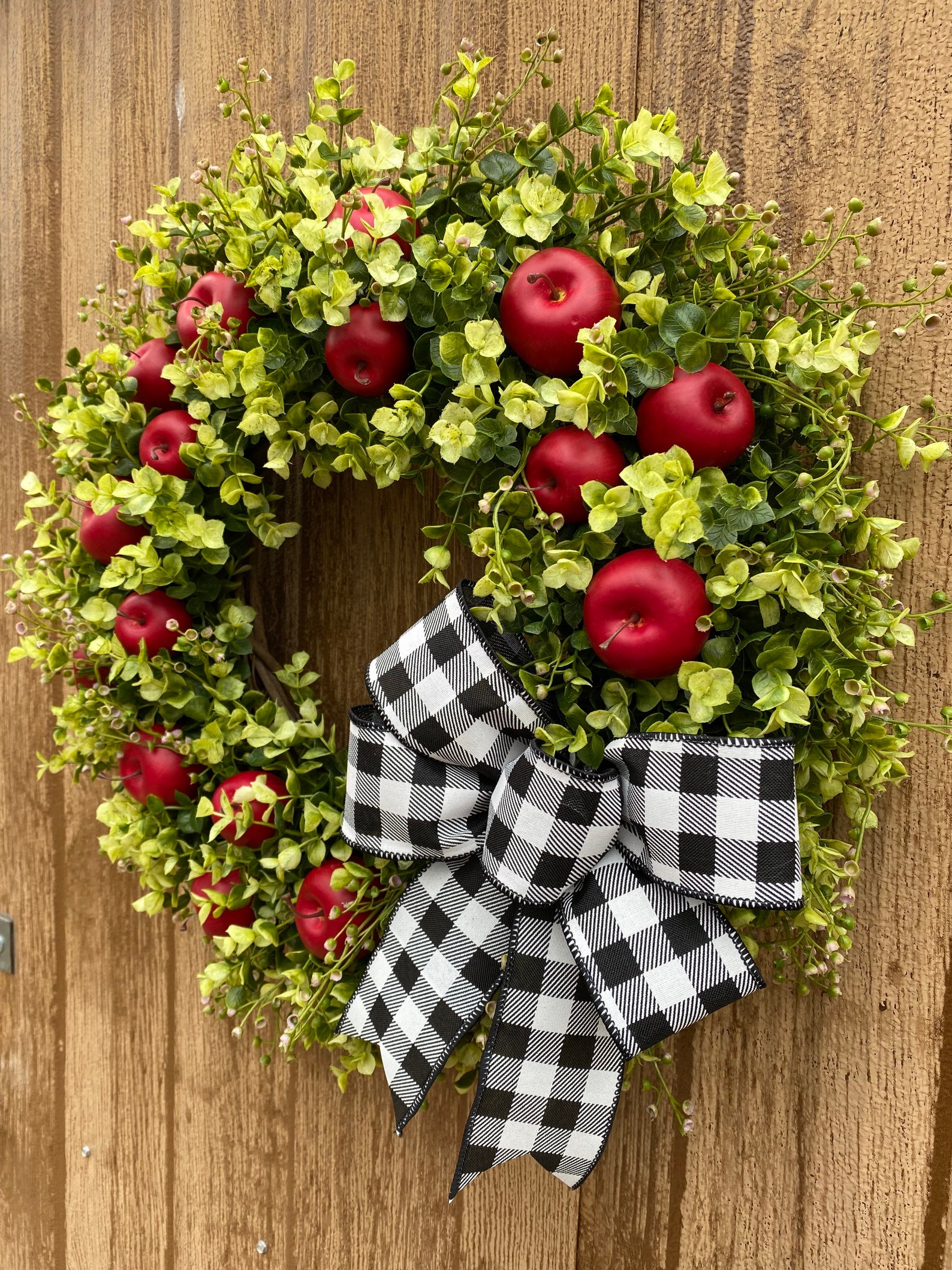 Red Apple Wreath Everyday Wreath Fall Greenery Wreath With - Etsy
