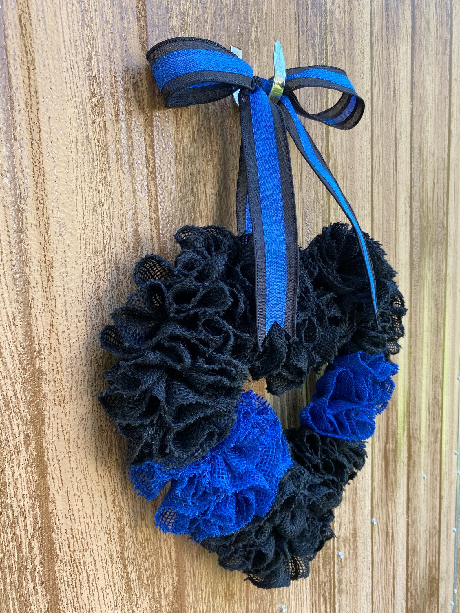 Thin Blue Line Heart Wreath: Ruffled Burlap, Law Enforcement Gift ...