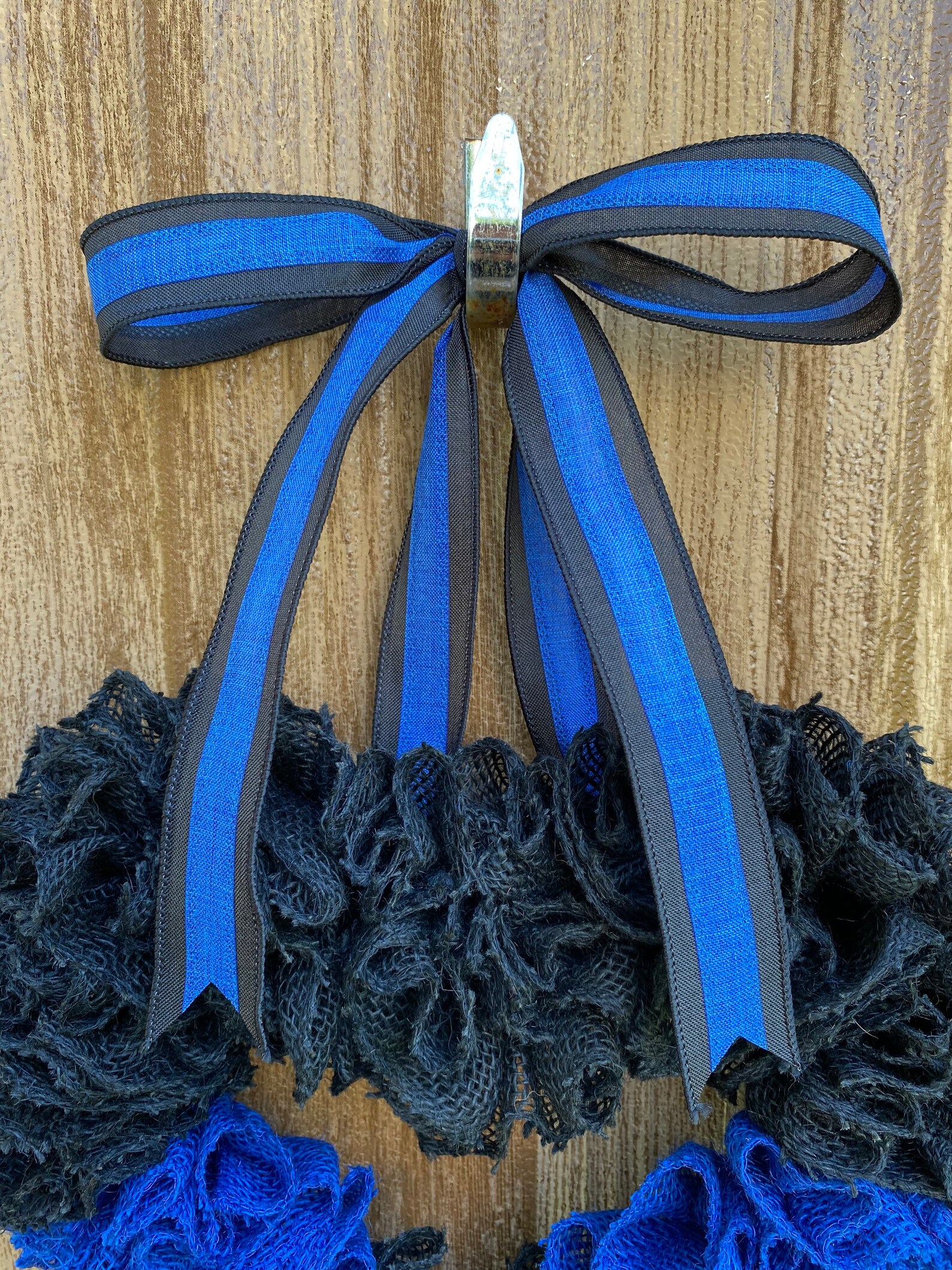 Thin Blue Line Heart Wreath: Ruffled Burlap, Law Enforcement Gift ...
