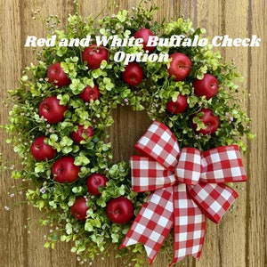Red Apple Wreath, Everyday Wreath, Fall, Greenery Wreath With Apples ...