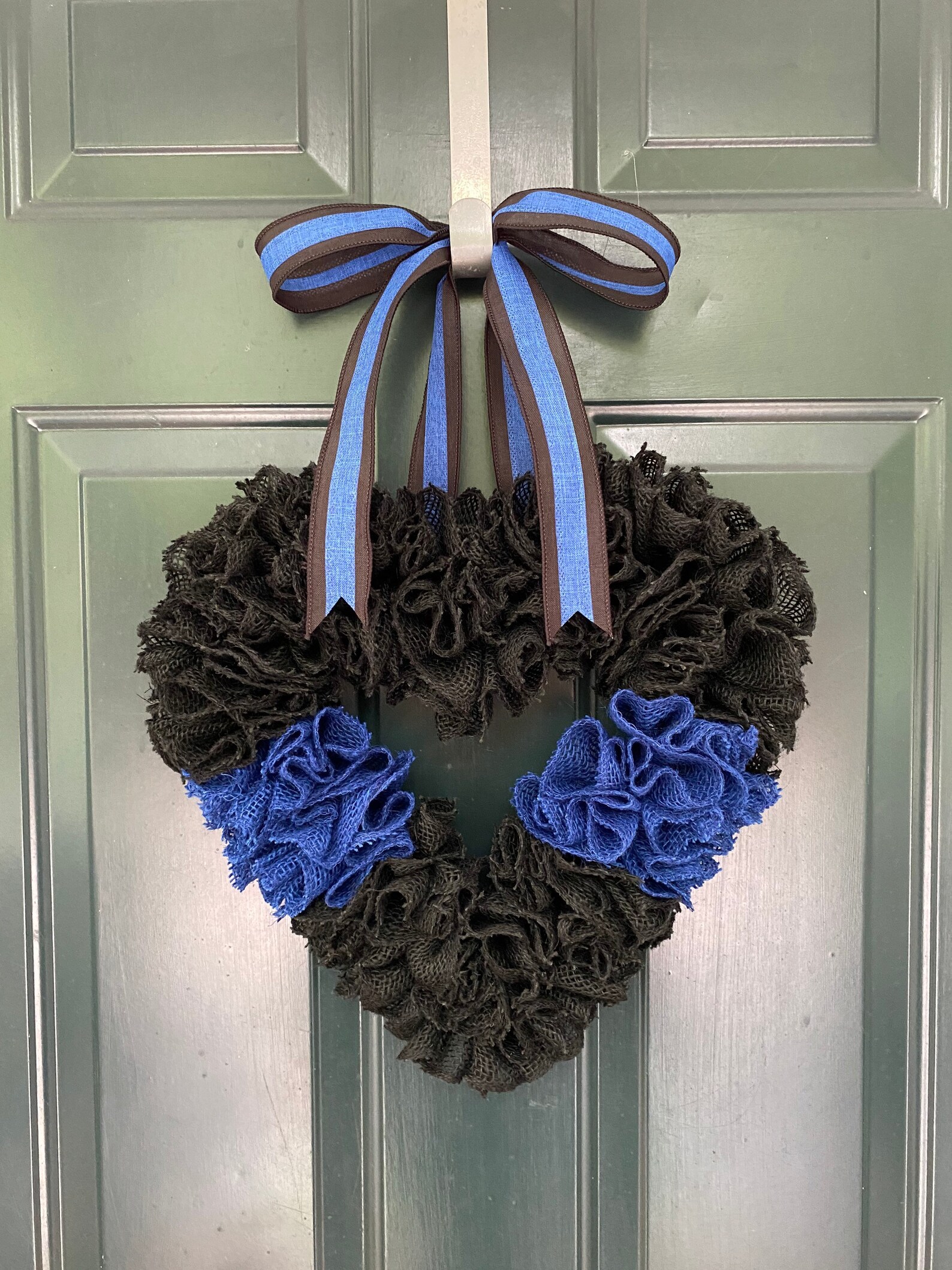 Thin Blue Line Heart Wreath: Ruffled Burlap, Law Enforcement Gift ...