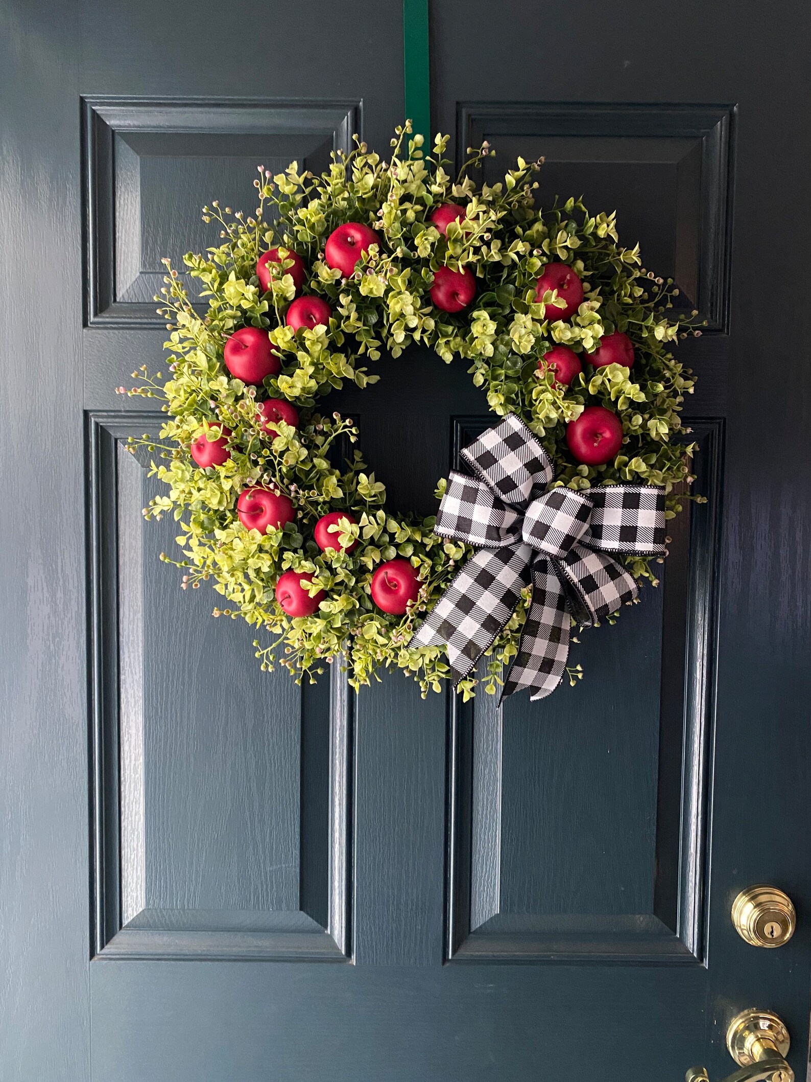 Red Apple Wreath Everyday Wreath Fall Greenery Wreath With - Etsy