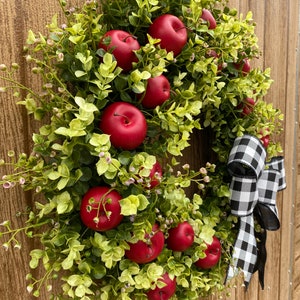 Red Apple Wreath, Everyday Wreath, Fall, Greenery Wreath With Apples ...
