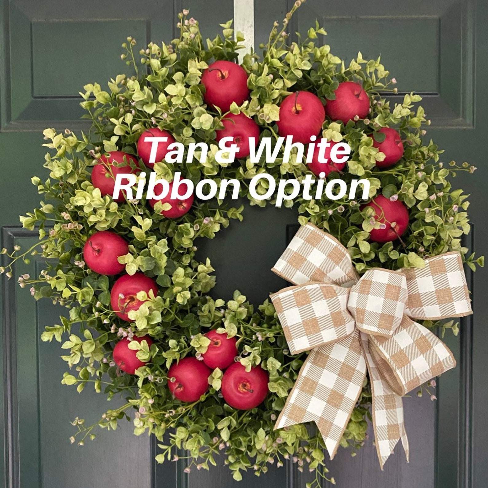 Red Apple Wreath Everyday Wreath Fall Greenery Wreath With - Etsy