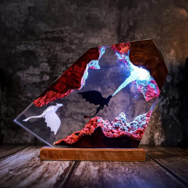 Toothless & Light Fury Resin Lamp | How to Train Your Dragon LED ...