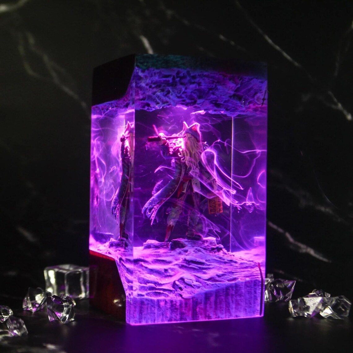 Davy Jones Resin Lamp – Pirates of the Caribbean Diorama – Handmade LED ...