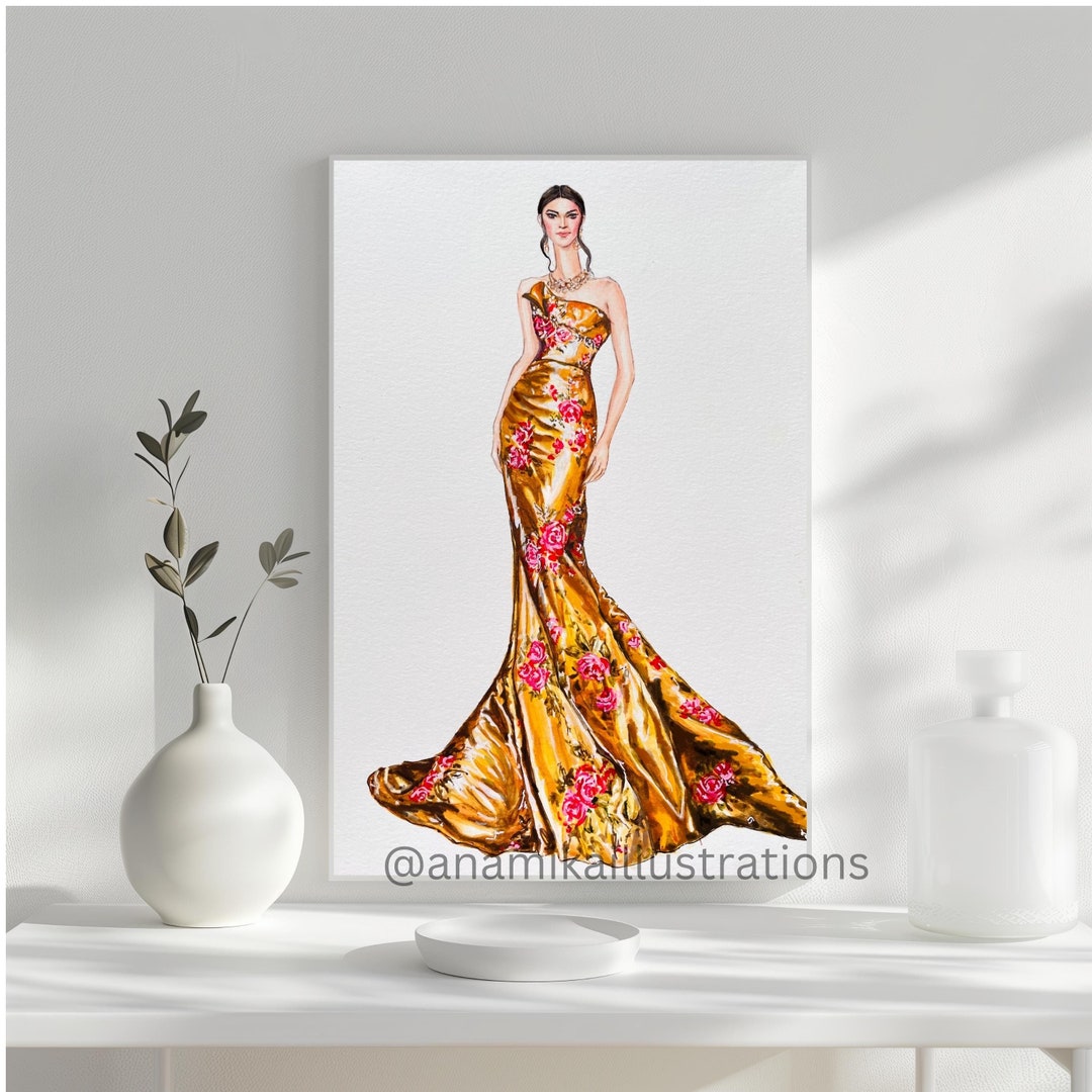 Custom Fashion Illustration, Personalised Runway Sketch, Custom Outfit ...