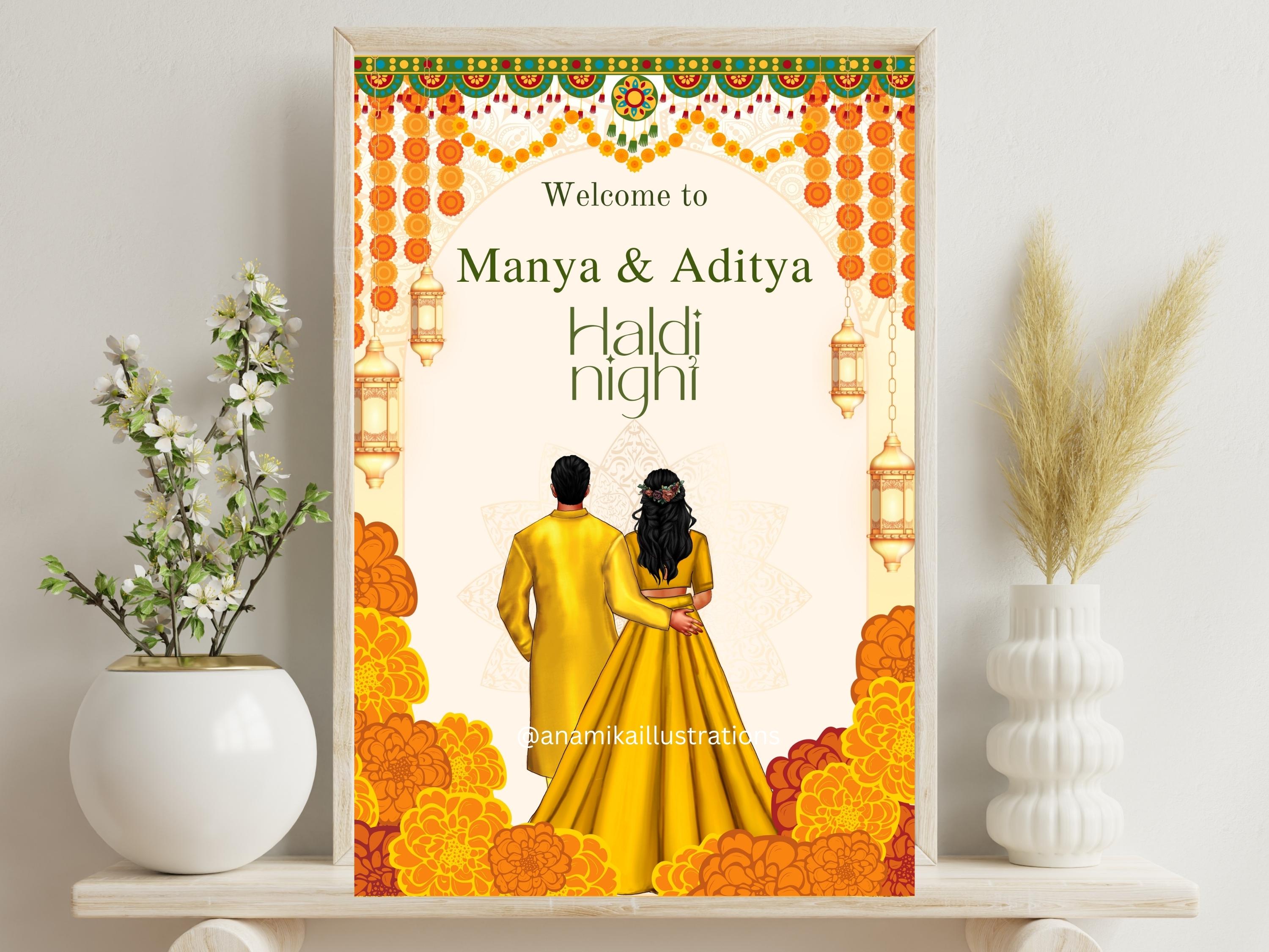 Haldi Wedding Welcome Sign, Gaye Holud Sign, Indian Wedding Decor ...