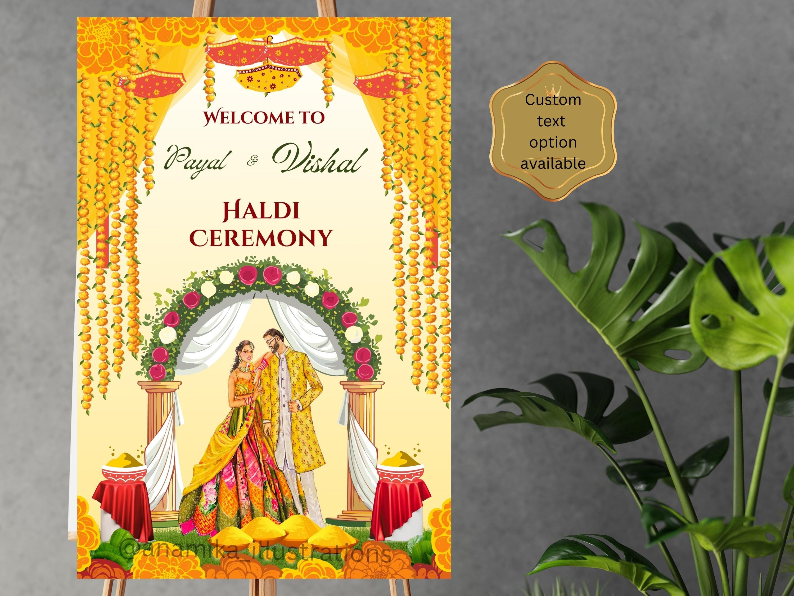 Haldi Ceremony Welcome Sign: Indian Wedding Decor (24x36 Inches) - Etsy