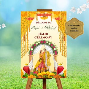 Haldi Wedding Welcome Sign, Gaye Holud Signage, Indian Wedding Welcome ...