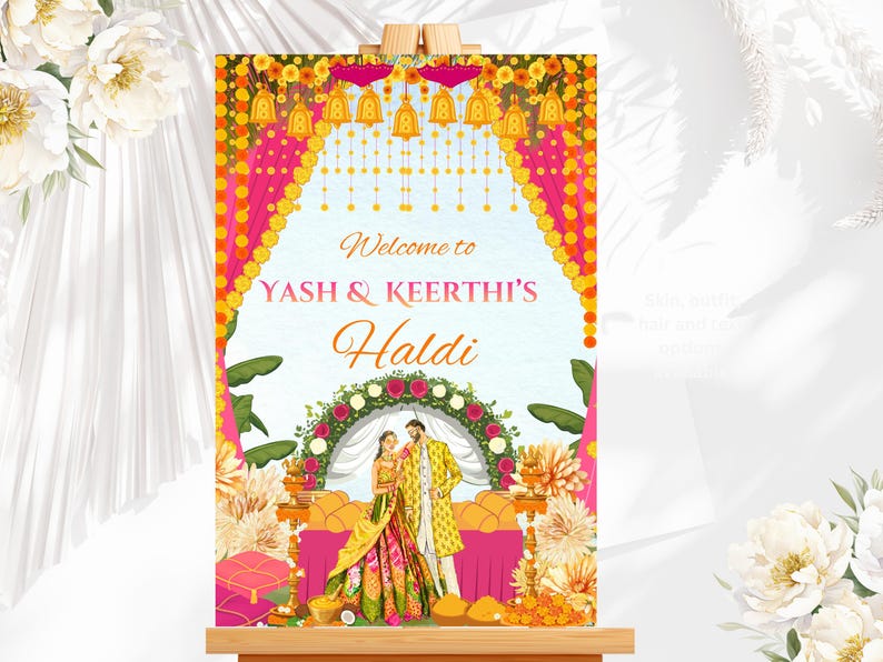 Custom Haldi Ceremony Welcome Sign | Indian Wedding Decor (digital ...