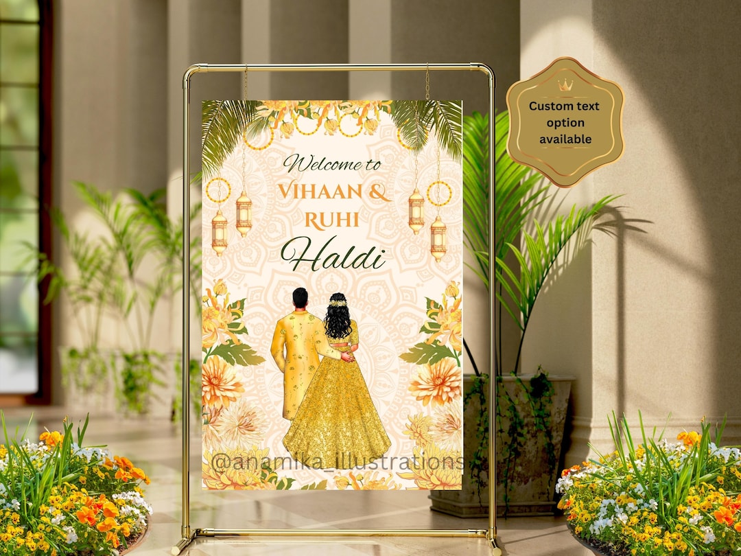 Haldi Wedding Welcome Decor, Pithi Welcome Signage, Indian Wedding ...