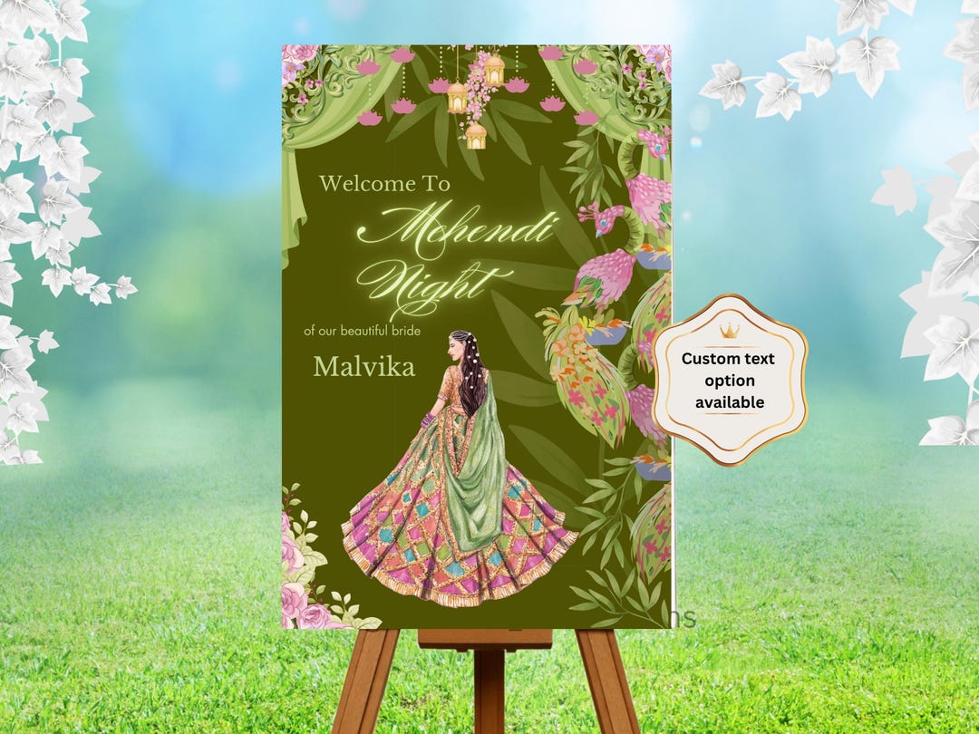 Custom Mehendi Welcome Sign: Indian Wedding Decor (24x36 Inches ...