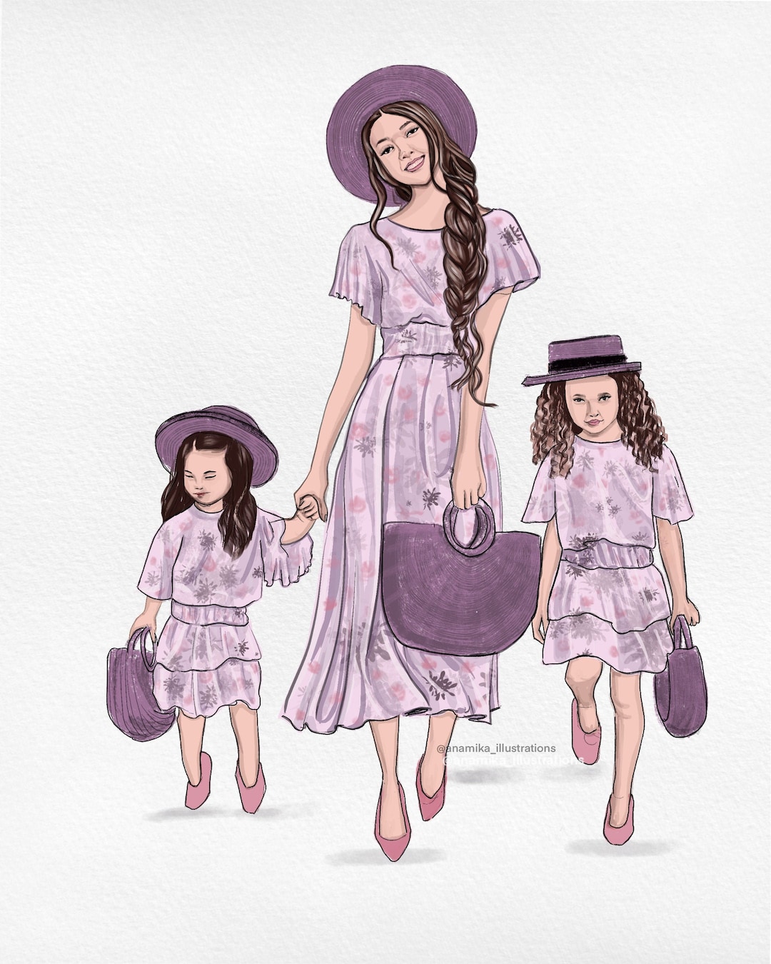 Custom Mom and Me Illustration/ Custom Mother and Daughter Sketch ...