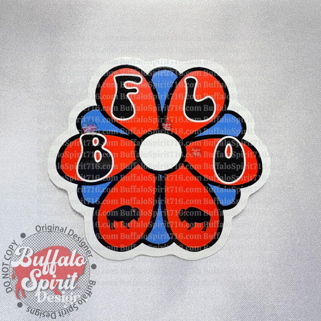 Groovy Buffalo Sticker, Buffalo Flower Sticker, Buffalo Decal, Buffalo ...
