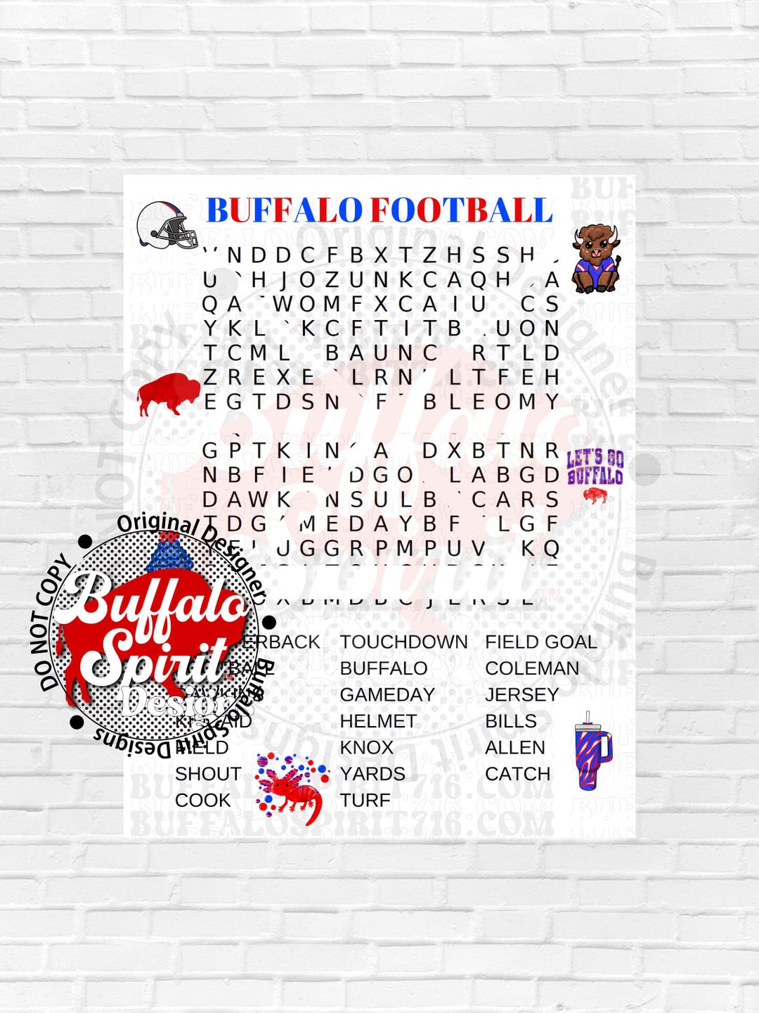 Buffalo Football Word Search Printable for Kids, Classroom Activity ...