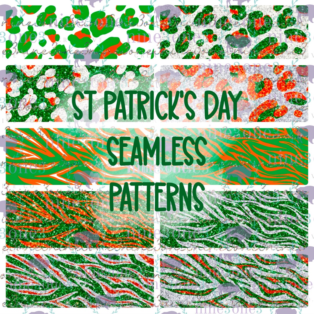 St Patrick's Day Seamless Pattern Bundle Glitter Png, Glitter Zebra ...