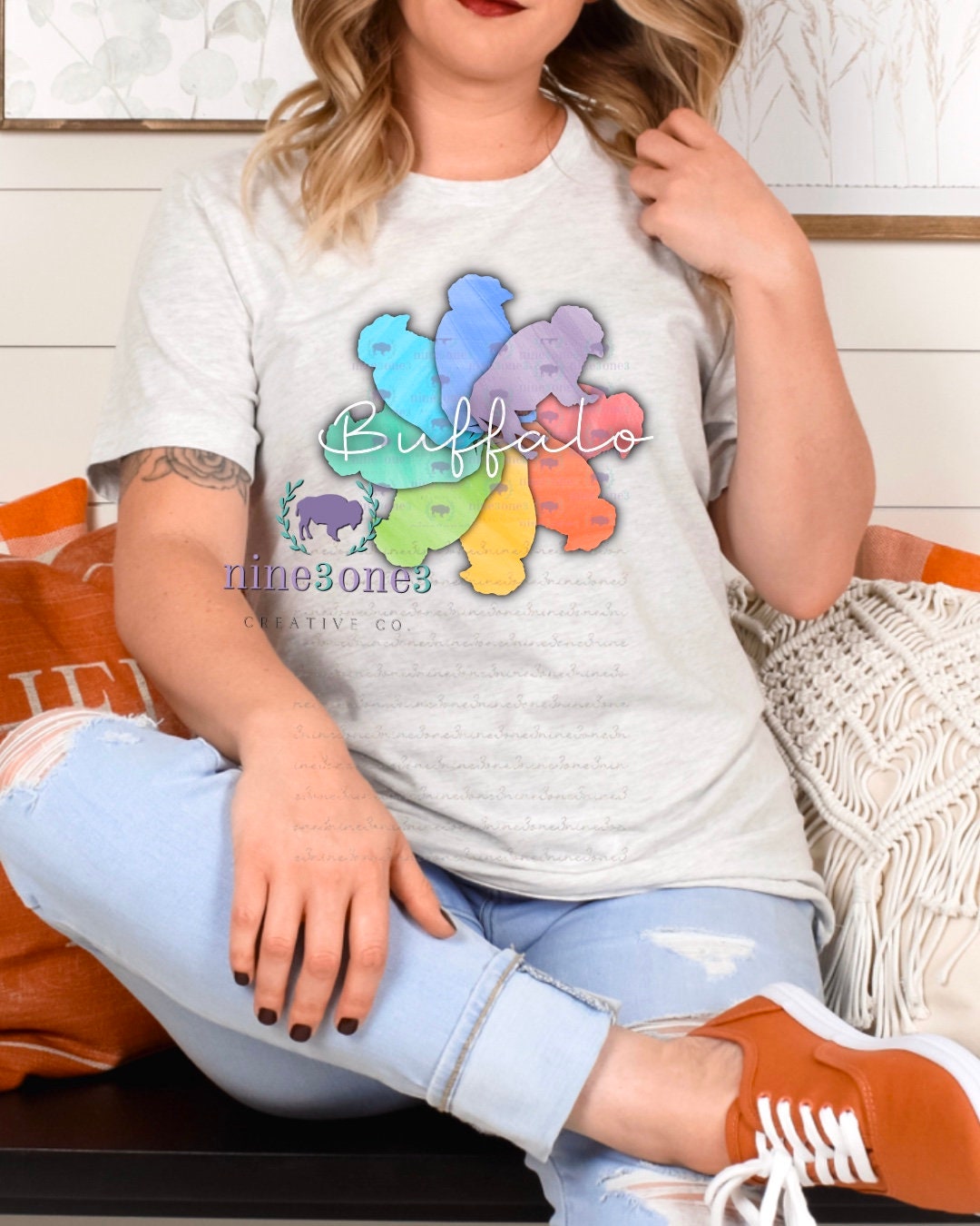 Rainbow Buffalo PNG, Rainbow Buffalo Flower Png, Buffalo Pride Shirt ...
