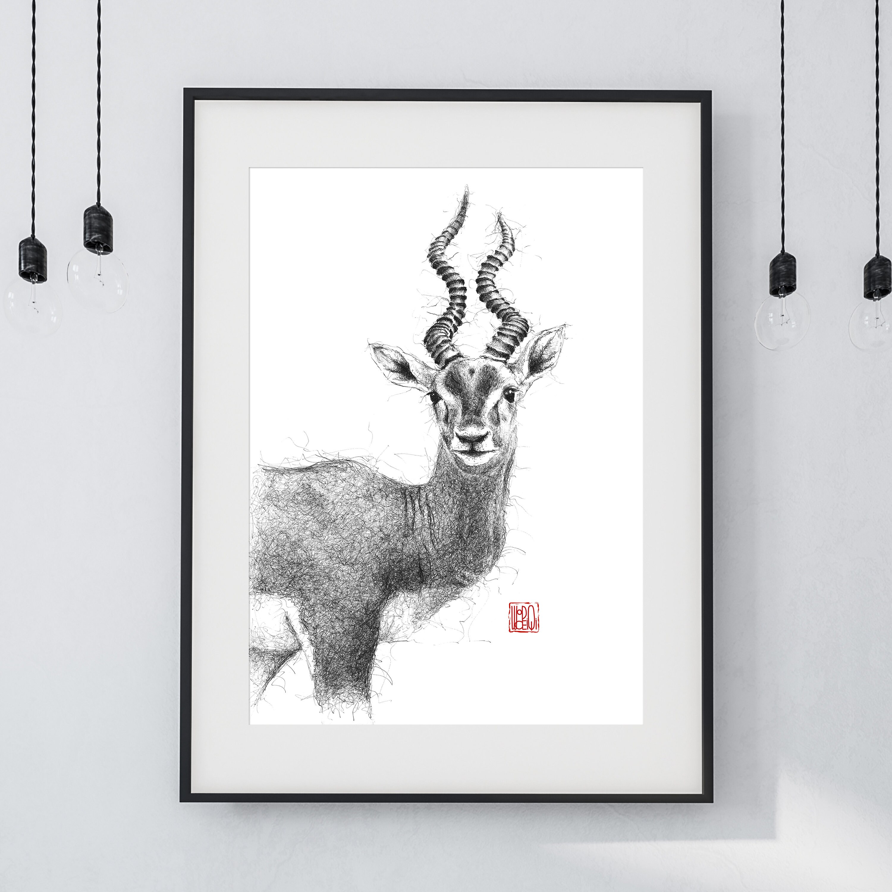 PRINTABLE Blackbuck Deer Pen Drawing Poster Wildlife Safari - Etsy