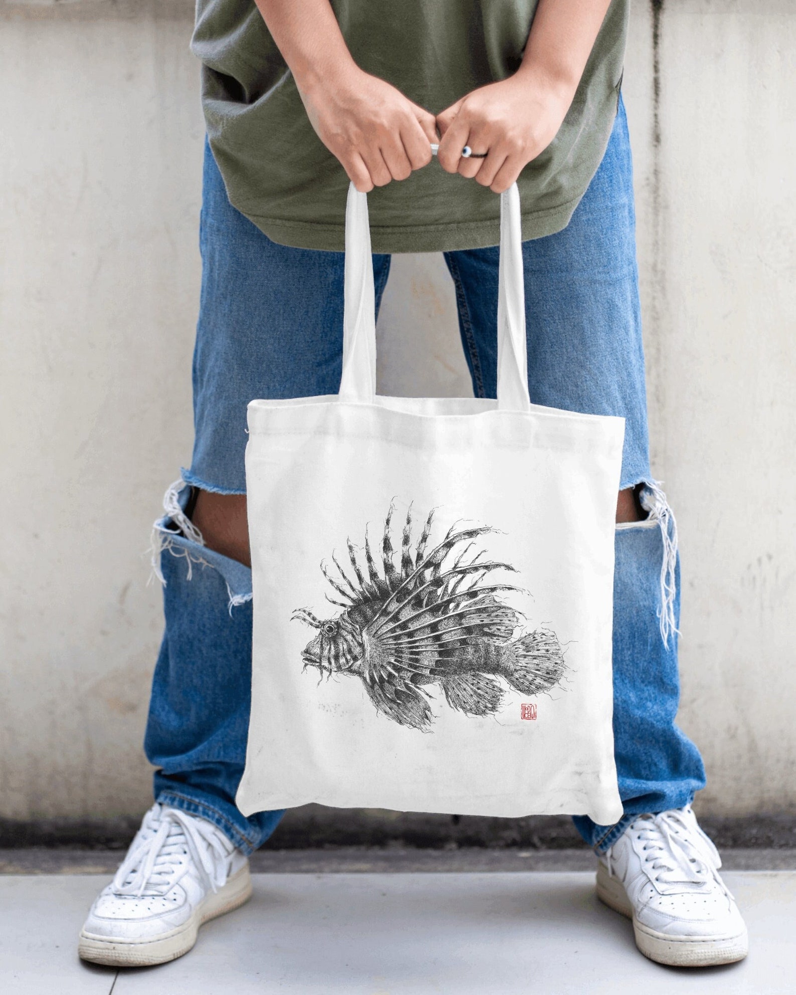 PRINTABLE Lionfish Pen Drawing Poster Marine Animal Ocean Underwater ...