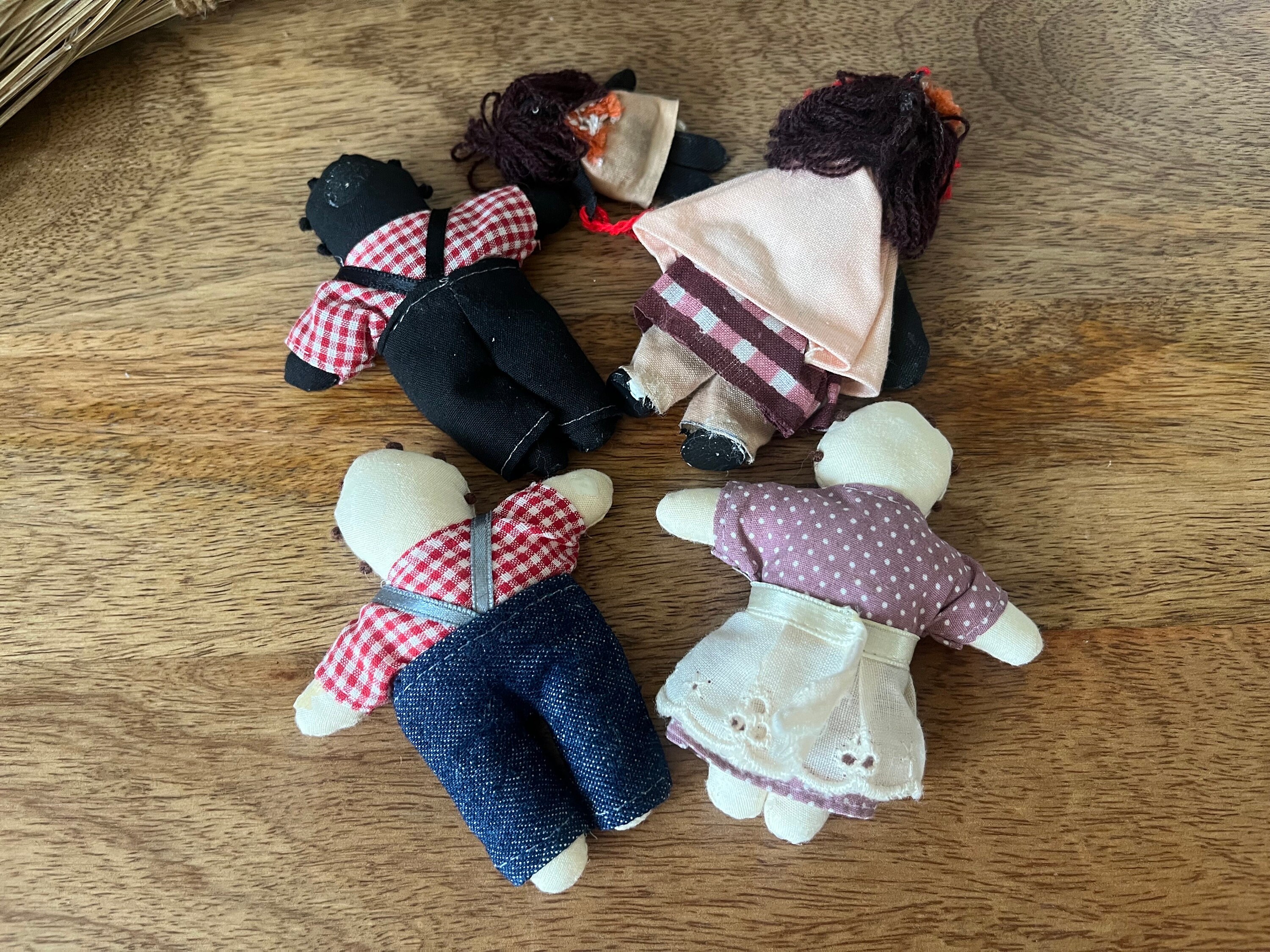 Hand Made Folk Art Primitive Dolls Miniature, Doll House, Set of 4 ...