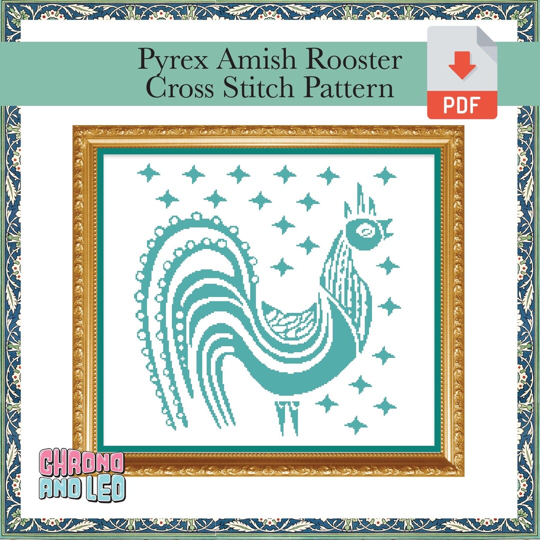 Pyrex Amish Butterprint Rooster Cross Stitch Pattern Digital Download ...