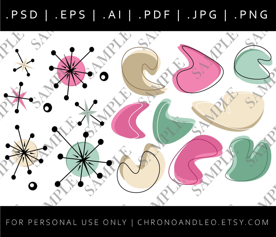 Mod Atomic Starburst Digital Assets (digital Download) - Etsy