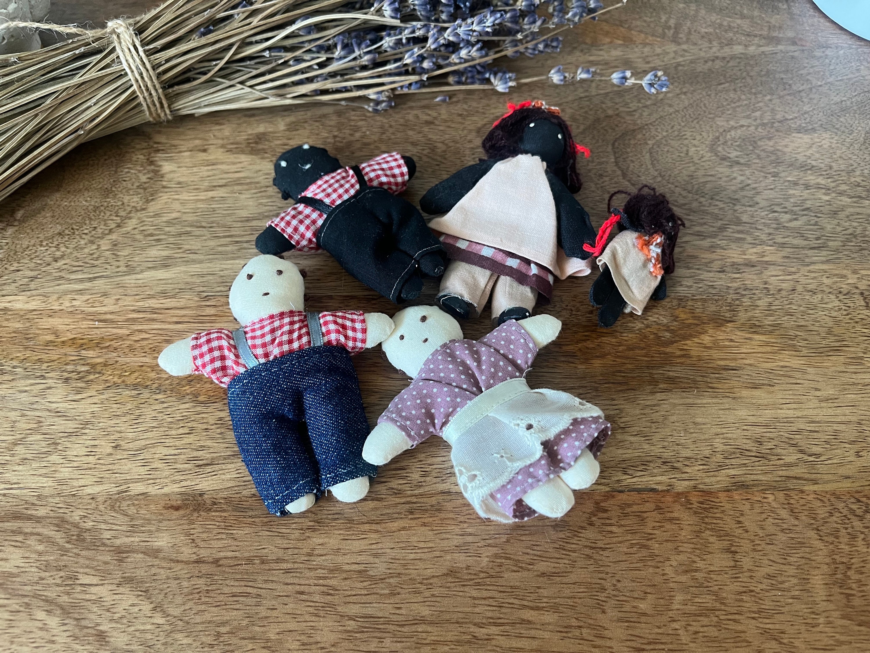 Hand Made Folk Art Primitive Dolls Miniature, Doll House, Set of 4 ...
