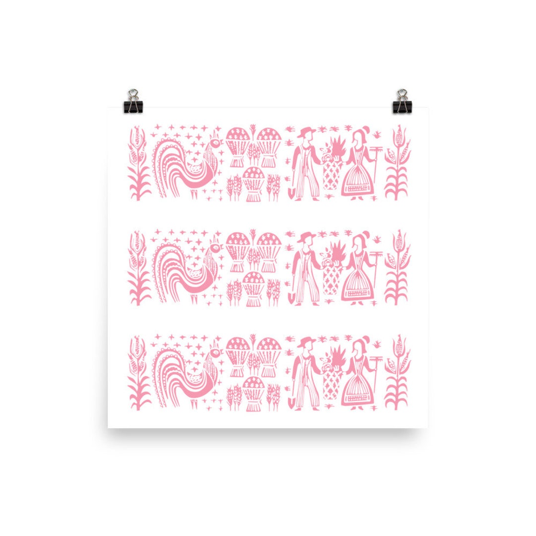 Pyrex Pink Amish Butterprint Poster Print Mid Century 1950s 1960s Retro ...