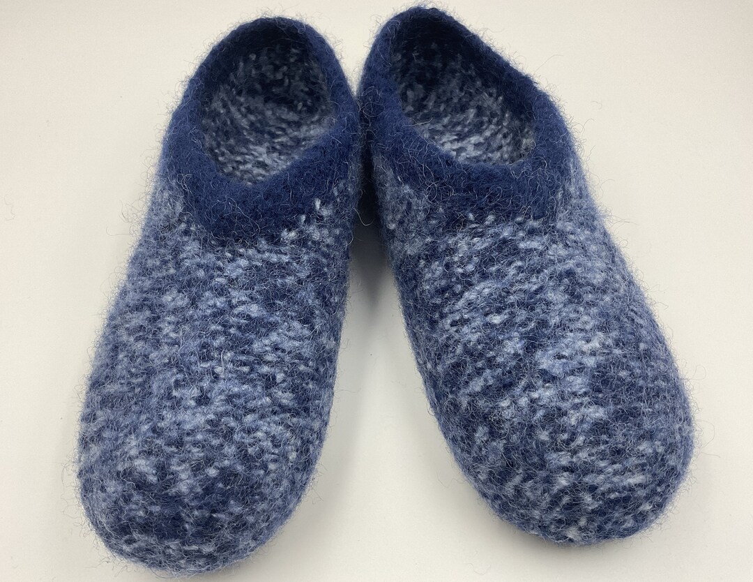 Felt Slippers Clogs Color DARK BLUE MELIERT Knitted Slippers in Sizes ...