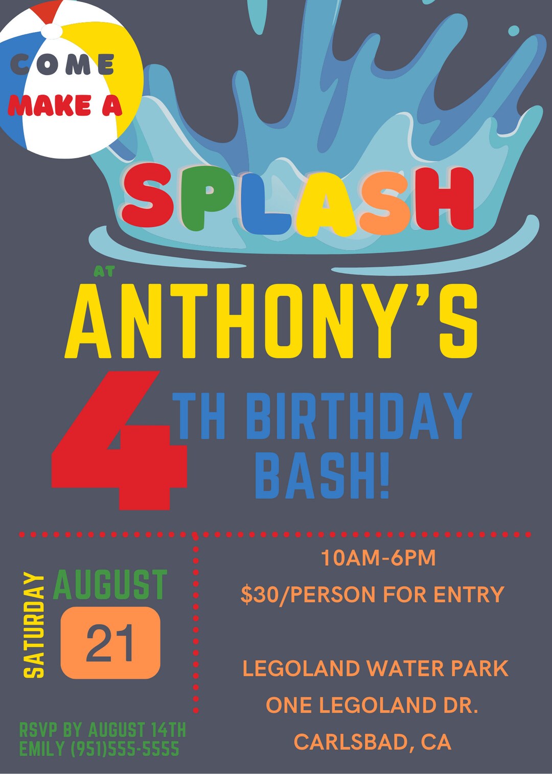 Pool Party Splash Birthday Invitation - Etsy