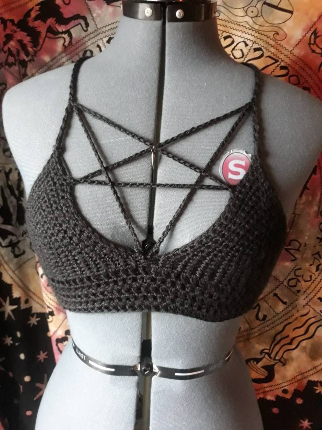 Hellbound Top~goth Pentagram Bralette, Witchy Grunge Alternative Halter, Metalhead Bra for ...