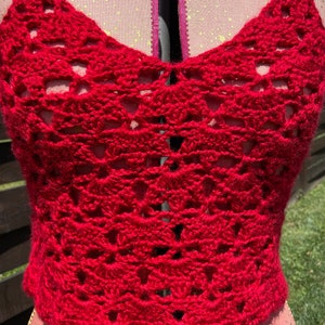 Red Lace Tank~ S/M~ Red Crochet Top, Boho Crochet Top, Red Hippie Top ...