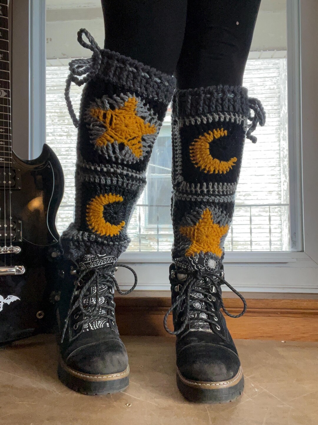 Celestial Leg Warmers, Soft Crochet Moon & Star Pattern - Etsy