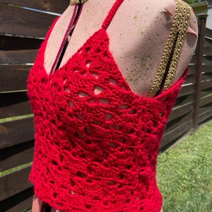 Red Lace Tank~ S/M~ Red Crochet Top, Boho Crochet Top, Red Hippie Top ...
