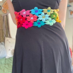 Rainbow Flower Corset Belt Crochet Flower Belt Crochet - Etsy