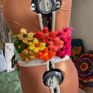 Rainbow Flower Corset Belt Crochet Flower Belt Crochet - Etsy