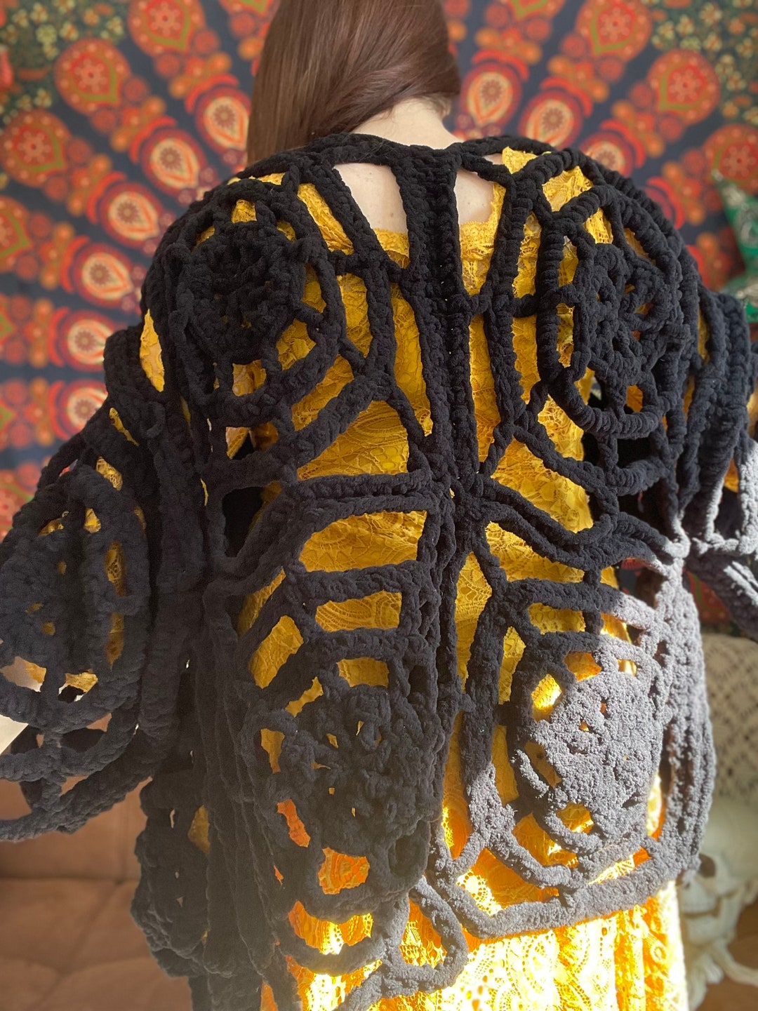 Alternative Spiderweb Cardigan - Chunky, Spooky Goth & Witchy Sweater ...