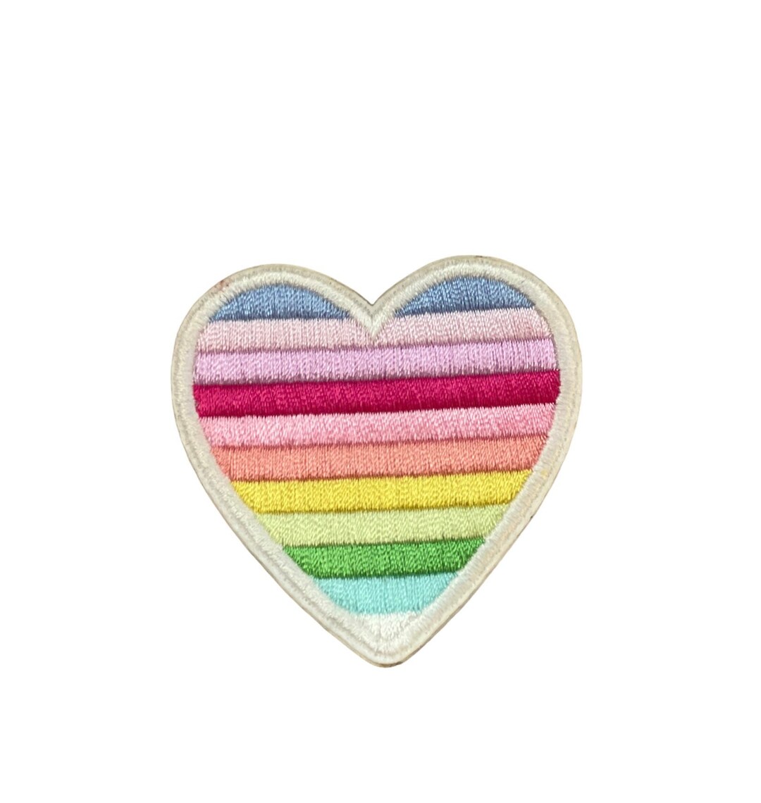 Rainbow Heart Patch | Striped Heart Patch | Rolled Patch | Sticker ...