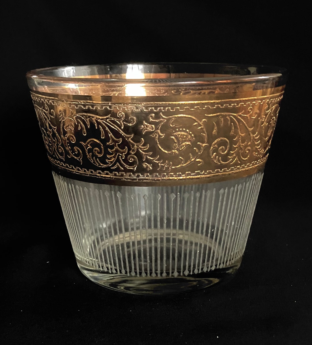 Vintage Mid-century Modern Starlyte Glass-and-gold Ice Bucket - Etsy